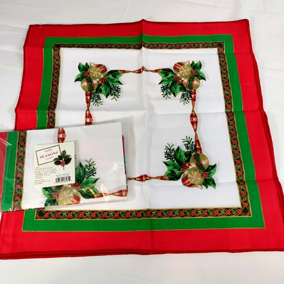 Vintage | Holiday | Vintage Holiday Red Border Print Cloth Napkins New ...